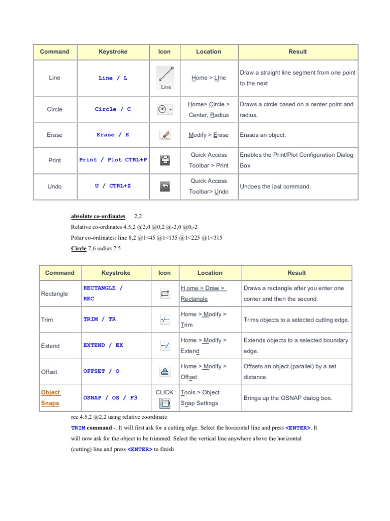 ACAD Command | PDF | Circle | Line (Geometry)