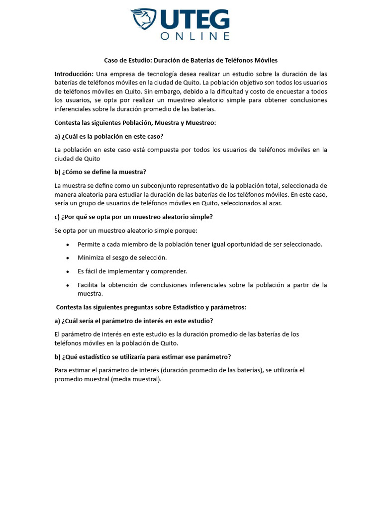 Erick Paredes - Estadística-Taller3 | PDF | Muestreo (Estadísticas) | Media