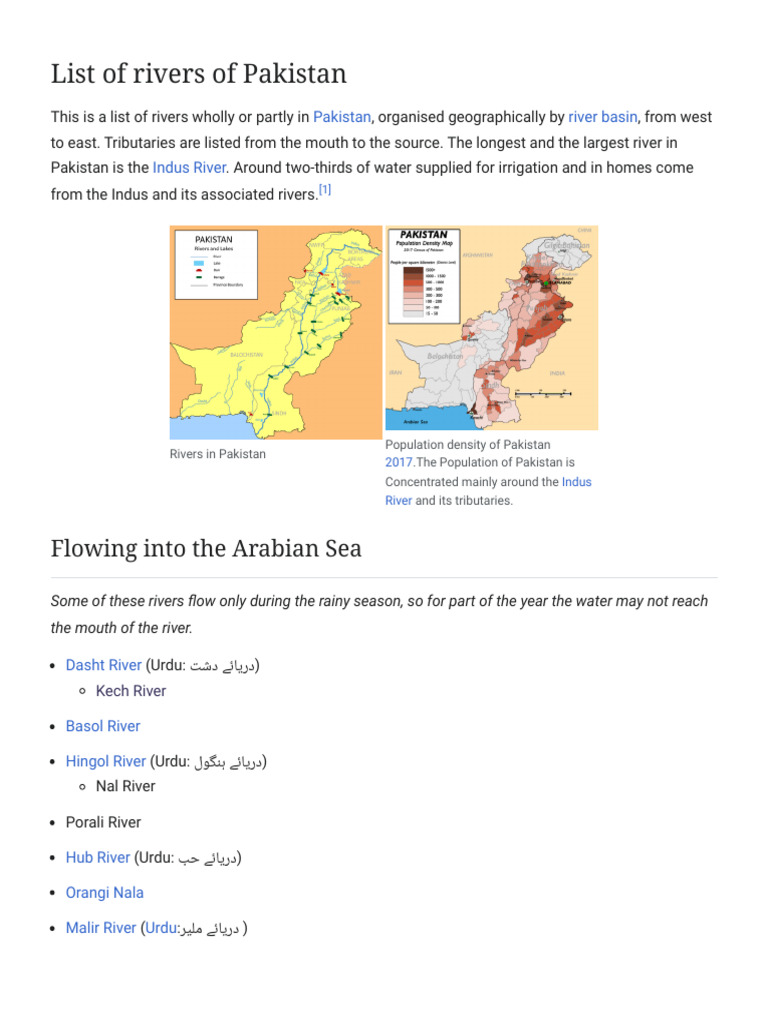 Major Rivers of Pakistan List | PDF | Environmental Engineering | Fresh ...