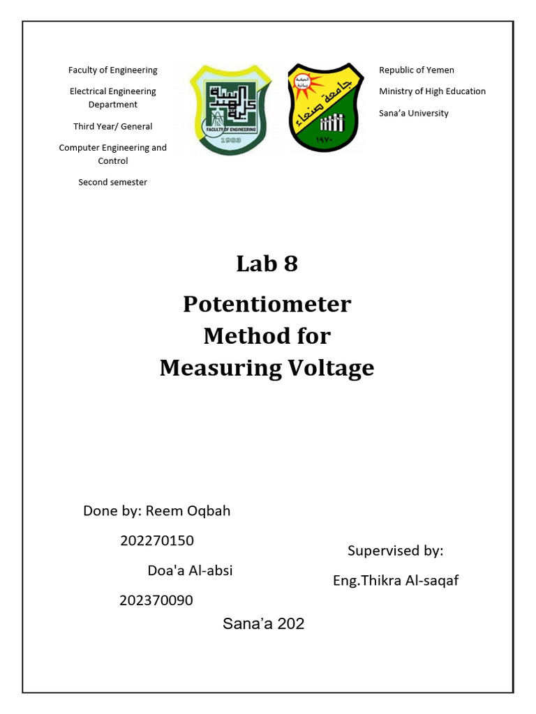 Potentiometer Method For Measuring Voltsge | PDF | Resistor | Voltage