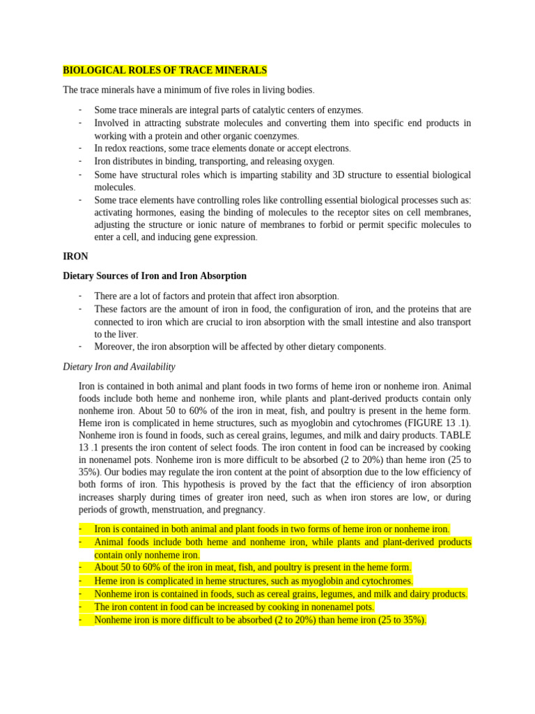 Trace Minerals - Presentation | PDF | Anemia | Iron