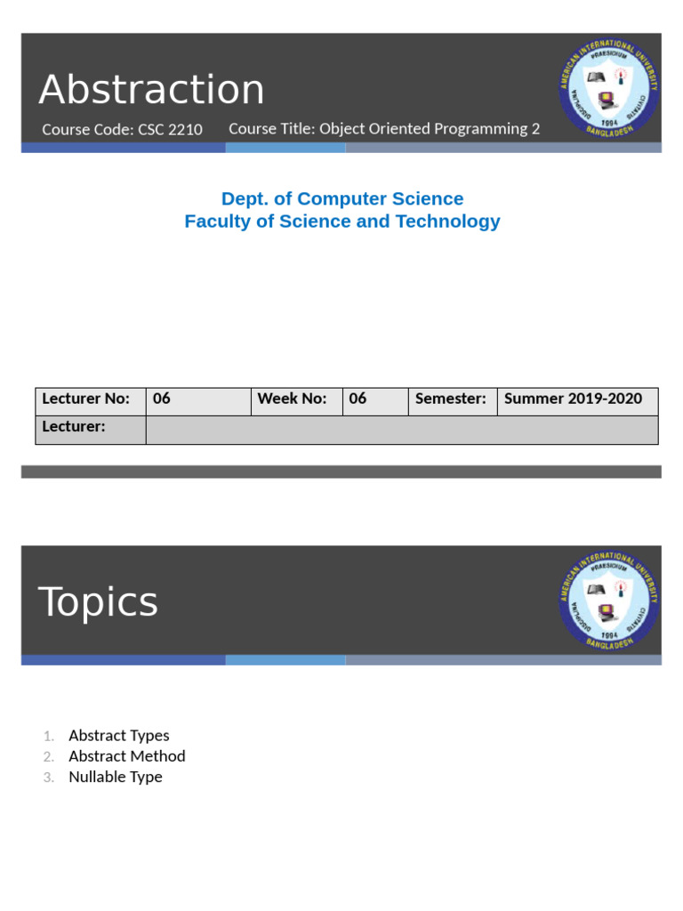 OOP2 Lecture Week 06(Spring2023 24) | PDF