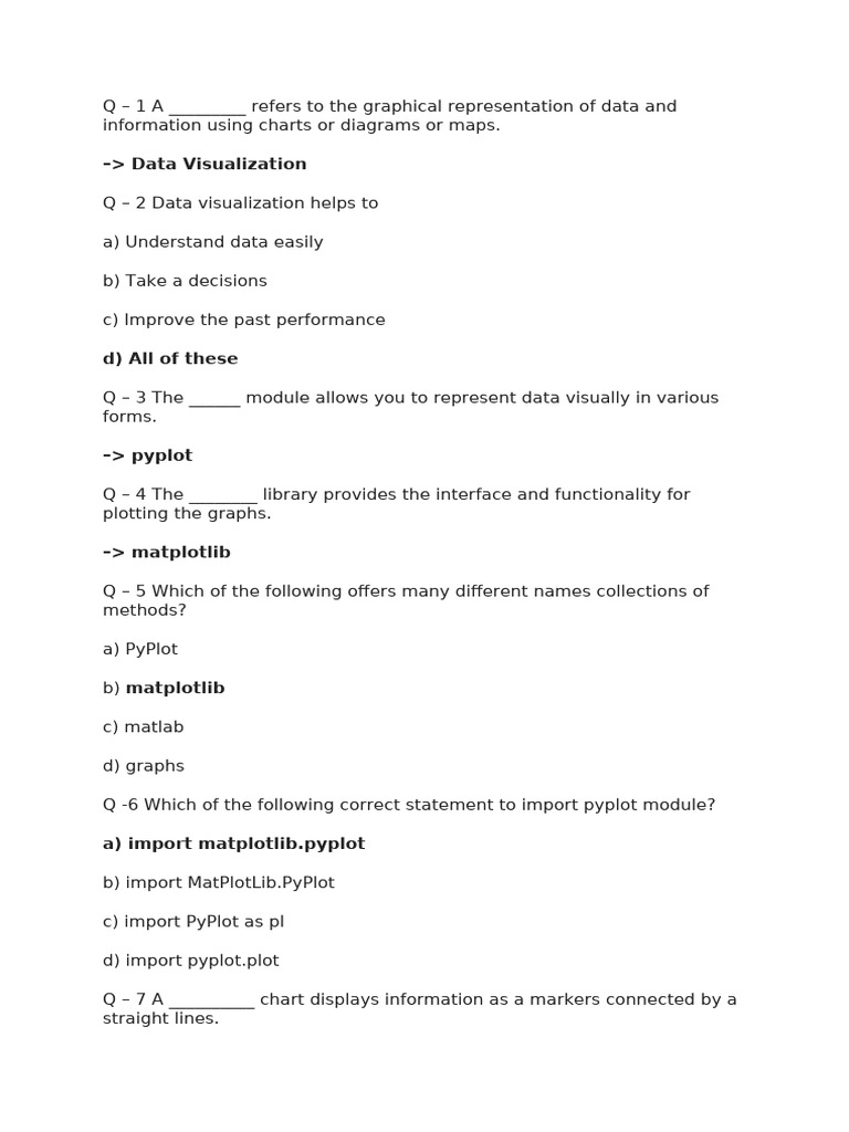 Data Visulaization Question Answer | PDF | Chart | Software Engineering