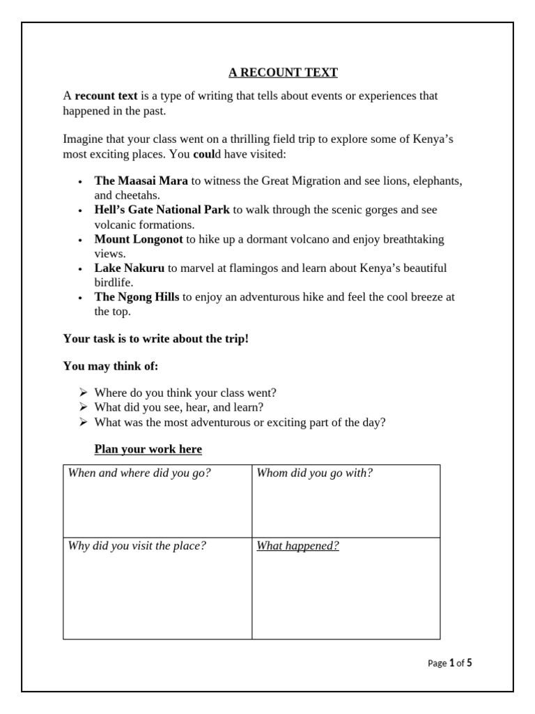 A RECOUNT TEXT | PDF