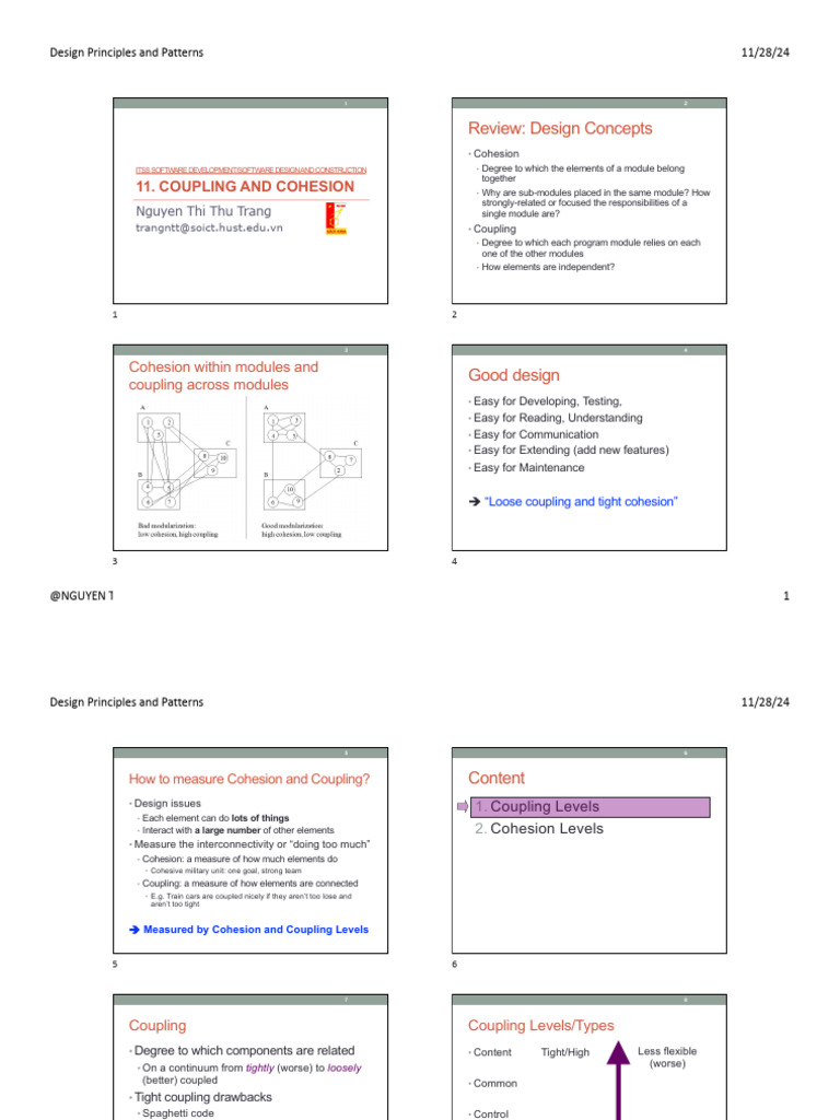 11-Coupling and Cohesion | PDF | Parameter (Computer Programming) | Object Oriented Programming