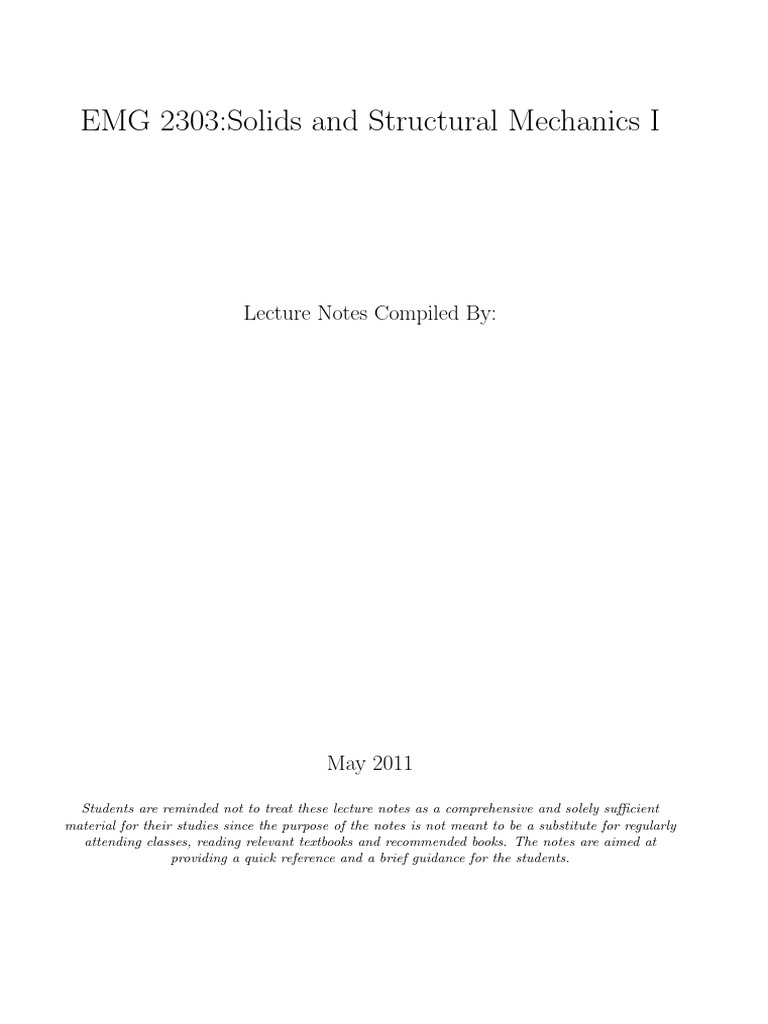 Class-notes-Solid and Structural Mechanics | PDF | Deformation ...