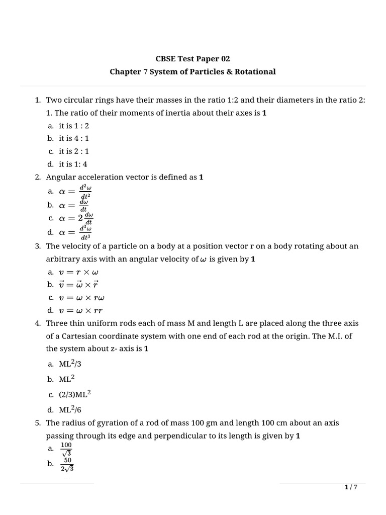 7 (1) | PDF | Rotation Around A Fixed Axis | Torque