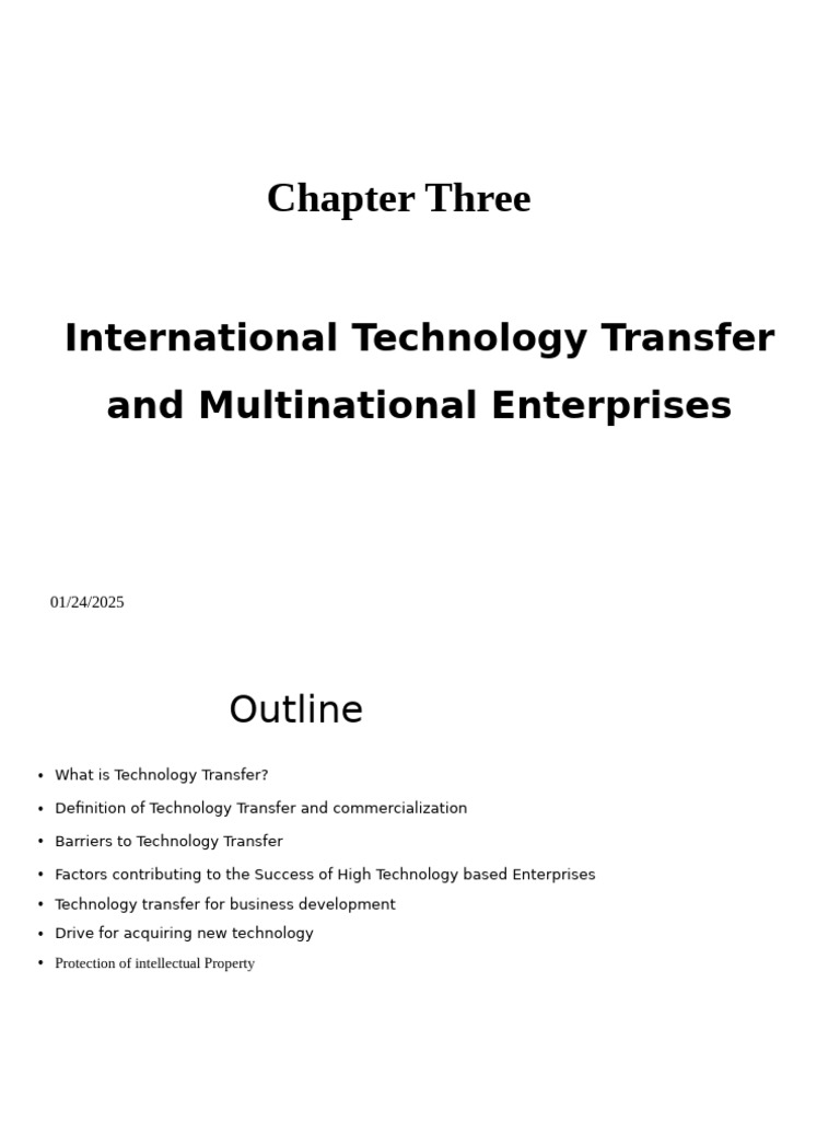 ch-3 International Technology Transfer | PDF | License | Intellectual Property