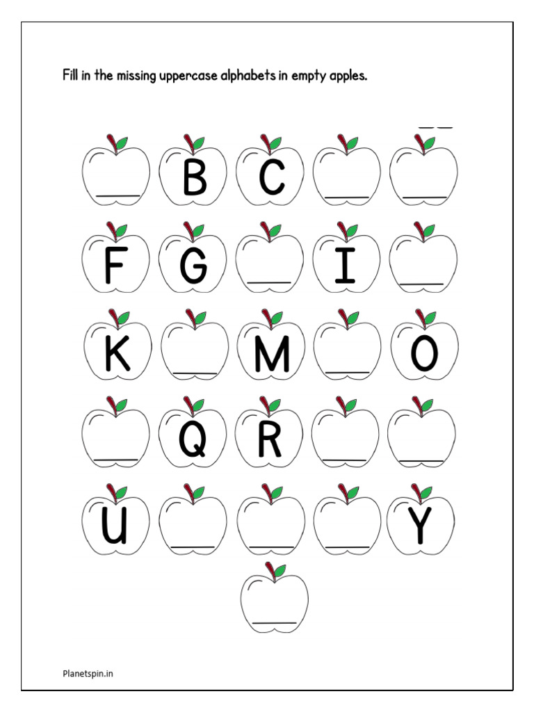Fill in The Missing Uppercase Alphabets in Empty Apples | PDF