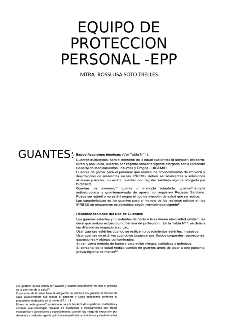 Guía de Uso de EPP para Profesionales | PDF