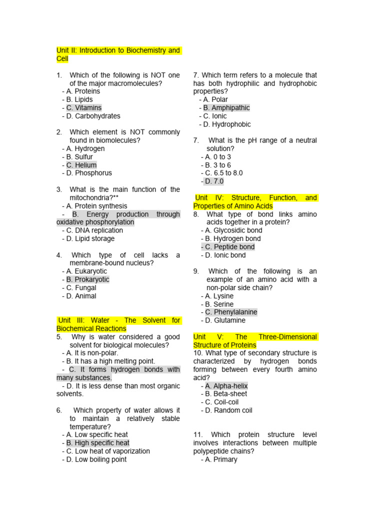 Biochem Module Questions | PDF | Biochemistry | Chemistry