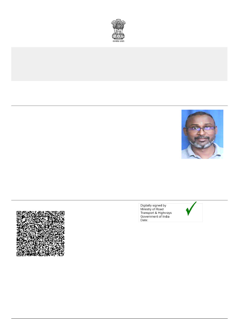 Union of India Driving License: Issuing Authority: Rto Bangalore ...