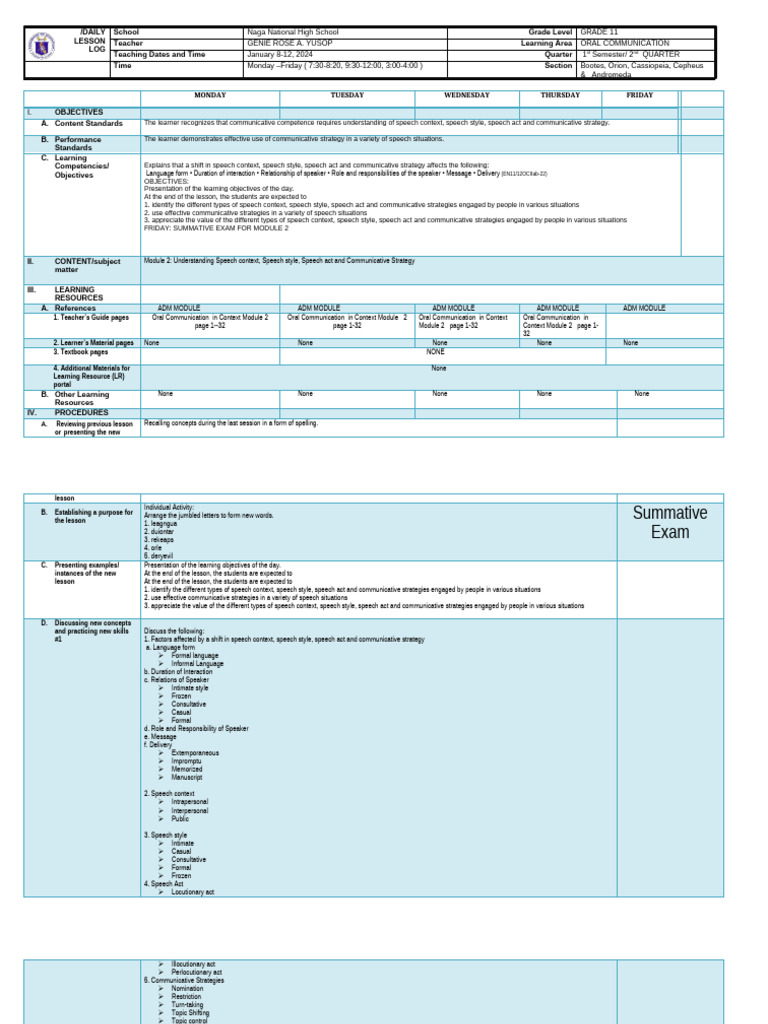 DLL Reading and Writing Week 11 | PDF | Learning | Communication
