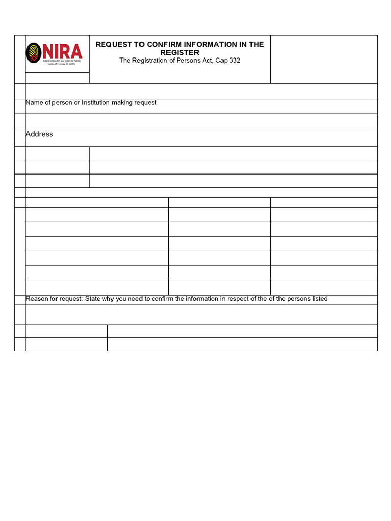 Confirmation of Information Form 2 | PDF