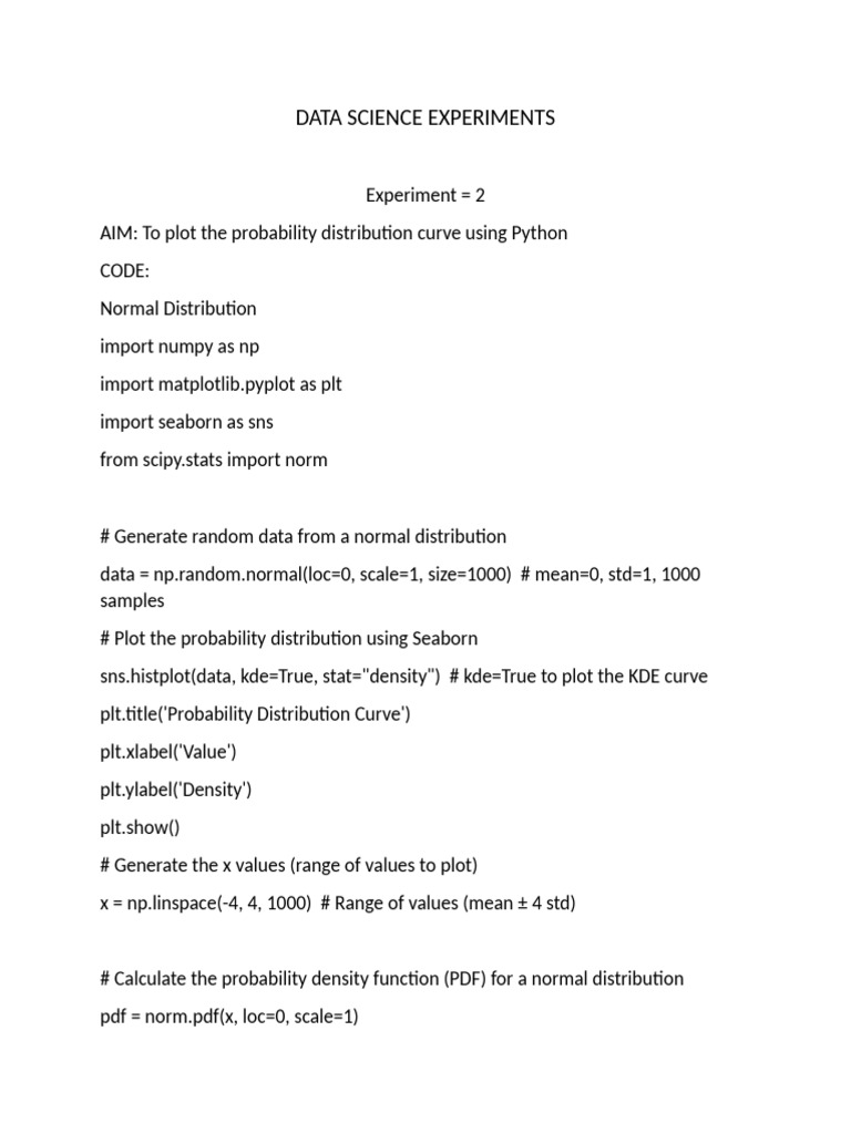 DATA SCIENCE EXPERIMENTS | PDF | Probability Density Function | Principal Component Analysis