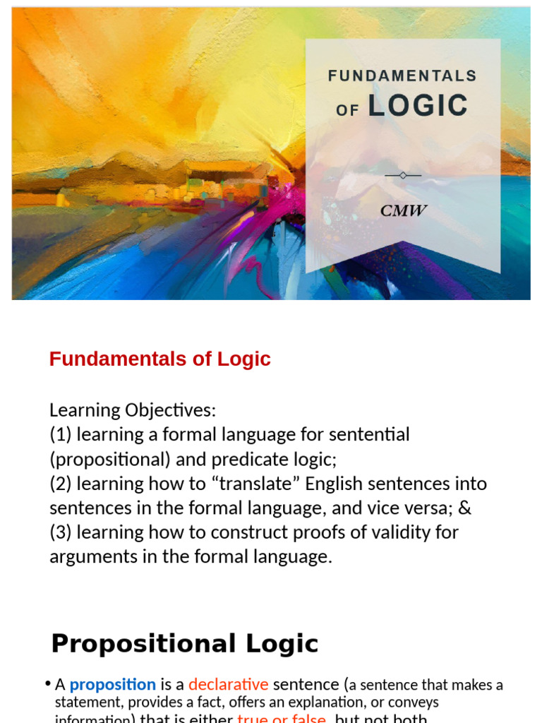 Fundamentals of Logic | PDF | Proposition | Logic