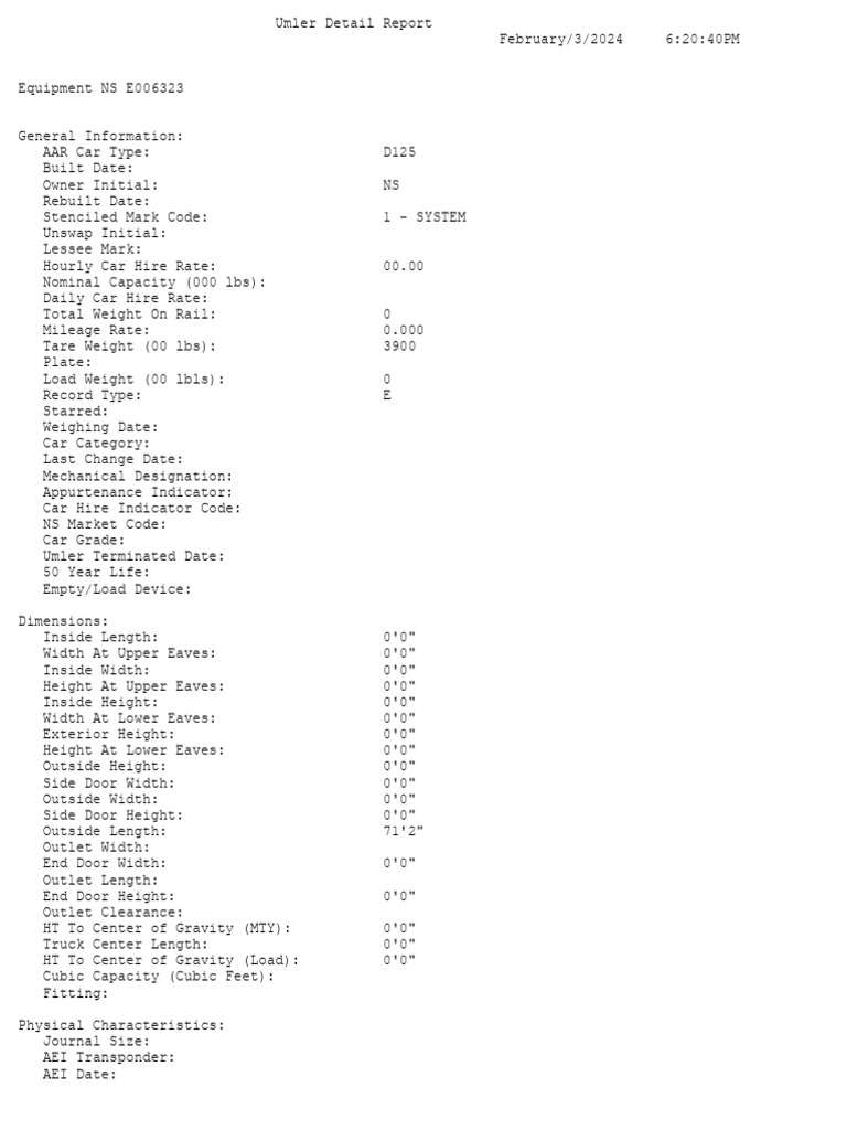 6 - NS 6323 Umler File-Rel | PDF | Truck | Axle