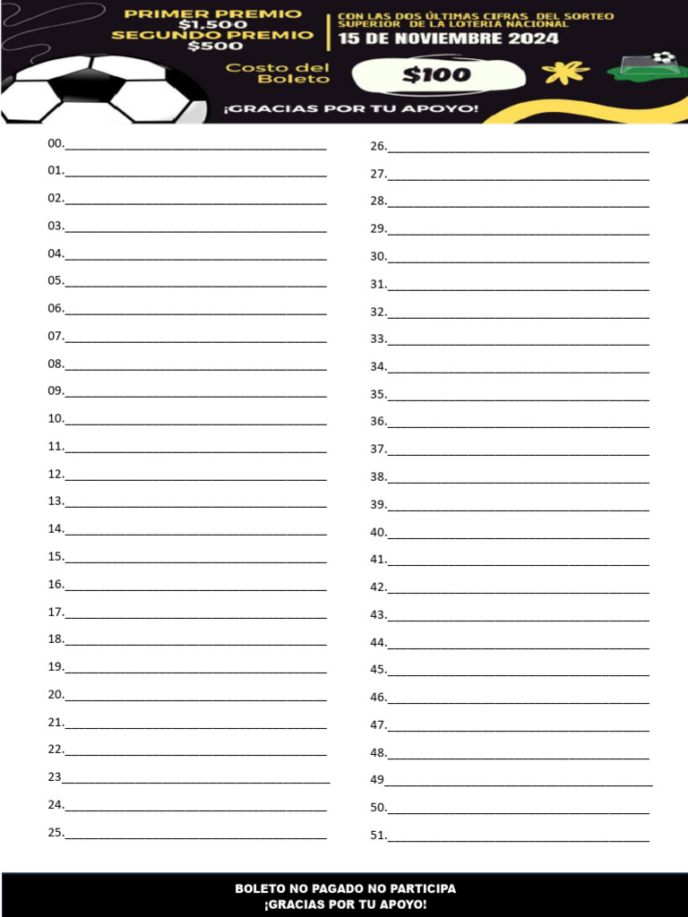 LISTADO PARA RIFA | PDF