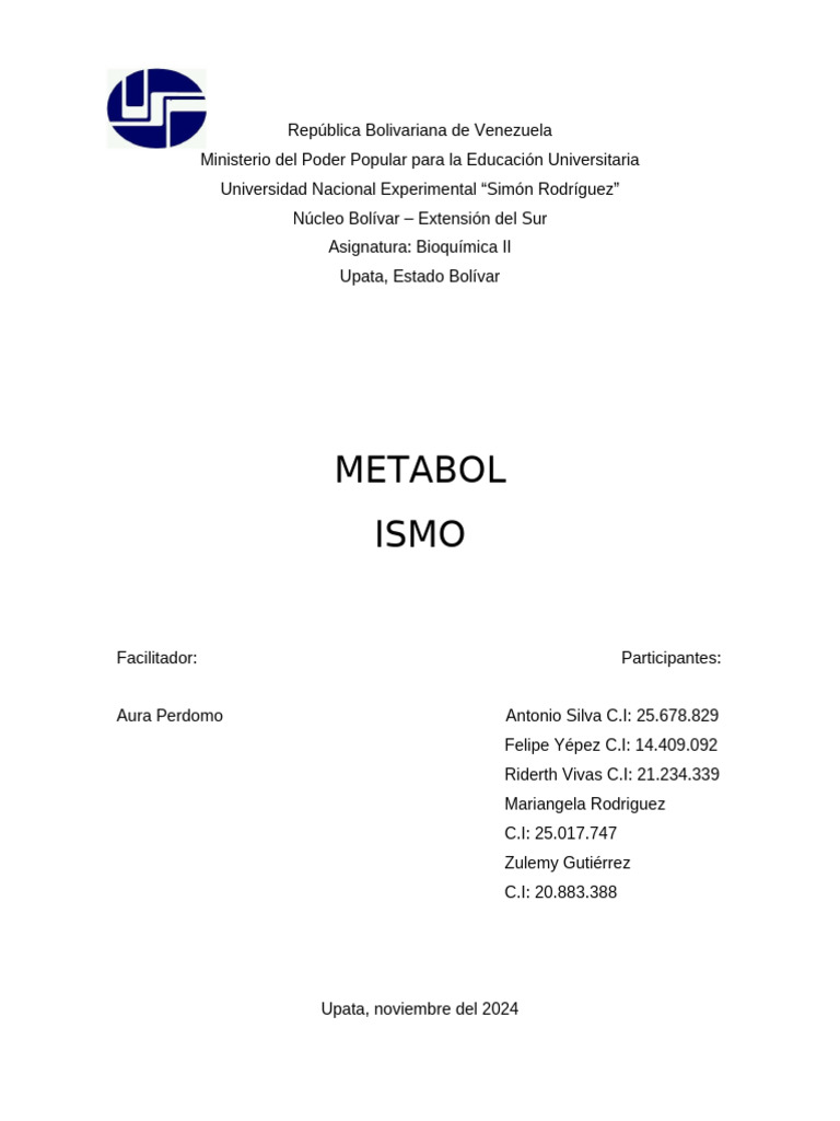 Metabolismo (Zulemy) | PDF | Dieta y nutrición | Química