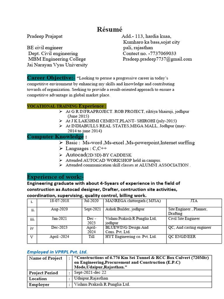 pp cv hyt-8 (1) | PDF | Engineering | Civil Engineering