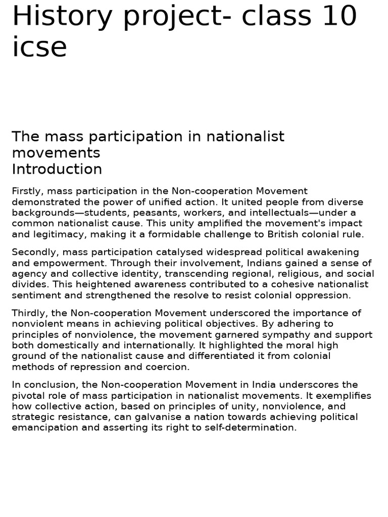 History Icse Class 10 Project | PDF | Nonviolence | Mahatma Gandhi