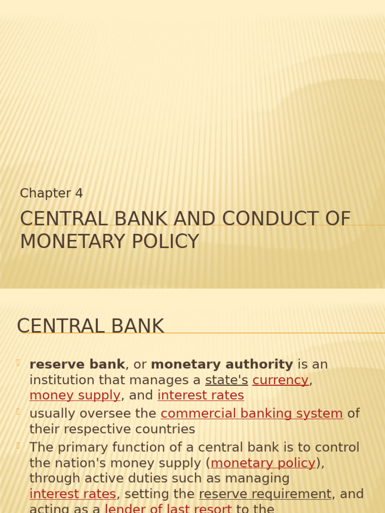 Central Bank & Monetary Policy Guide | PDF | Federal Reserve | Money
