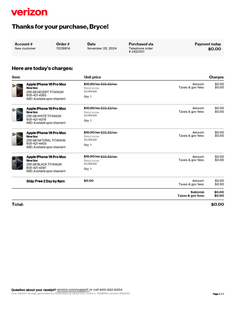 Verizon Restocking Fee Waived