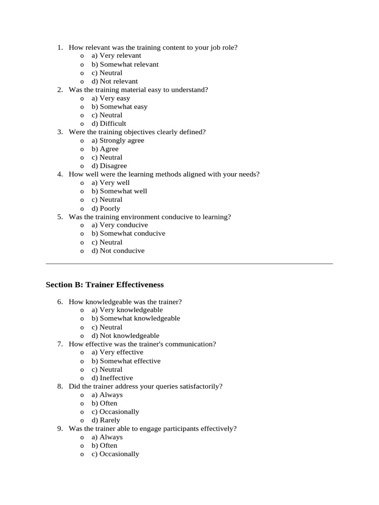 Training Program Evaluation Survey | PDF | Social Psychology | Cognition
