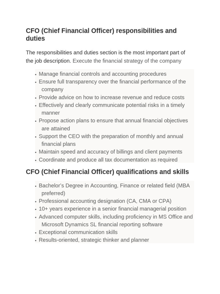 JD Cfo | PDF