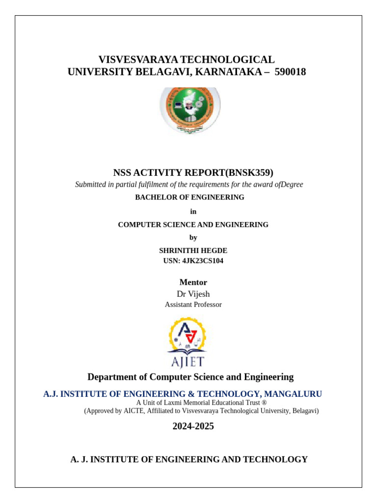 Final Report Nss Shrinithi Hegde | PDF | Empowerment | Female Education