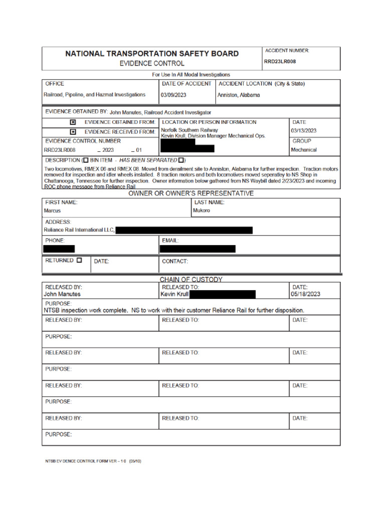 RRD23LR008 - Evidence Control Chain of Custody Form (printed)_Redacted ...