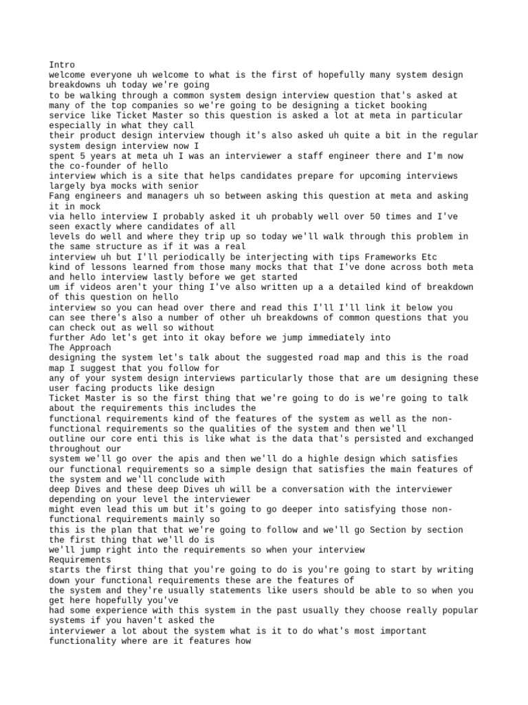 System Design Interview Design Ticketmaster w a Ex-Meta Staff Engineer ...