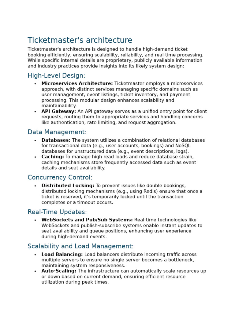 System Design Interview Design Ticketmaster W A Ex-Meta Staff Engineer ...