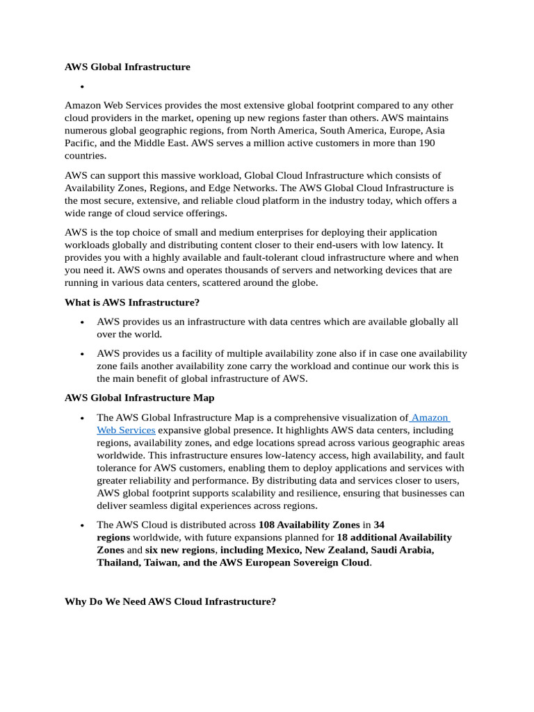 AWS Global Infrastructure | PDF | Cache (Computing) | Amazon Web Services
