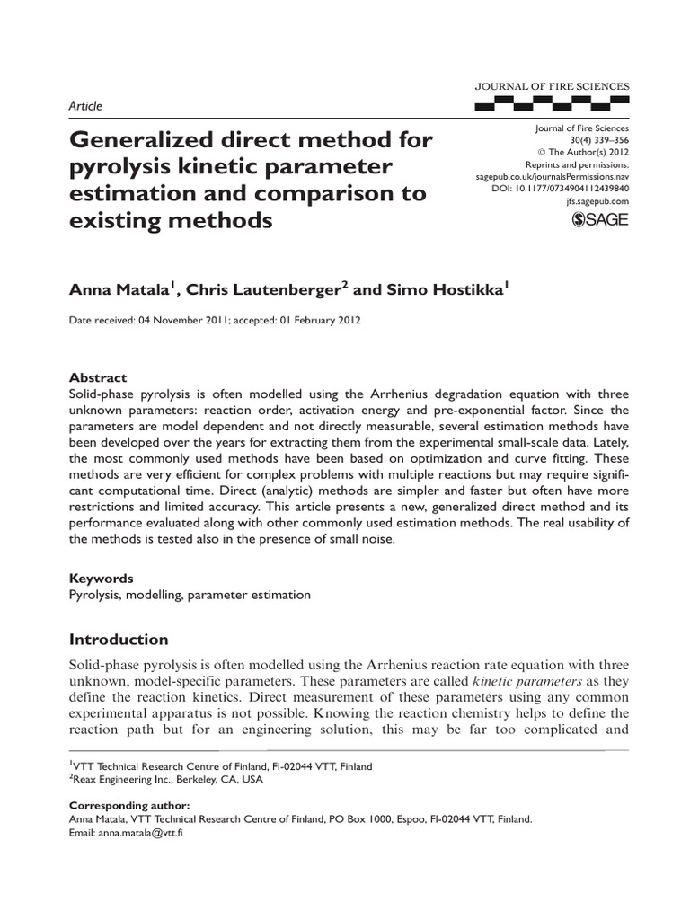 Generalized Direct Method For Pyrolysis Kinetic Parameter Estimation