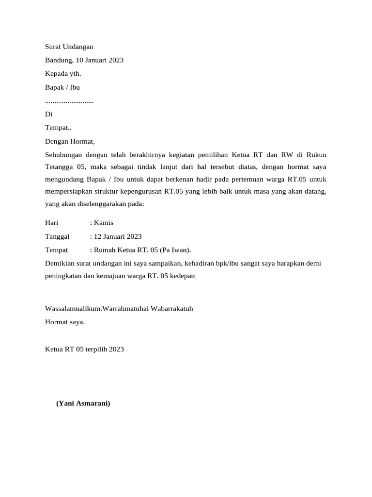 Surat Undangan RT | PDF