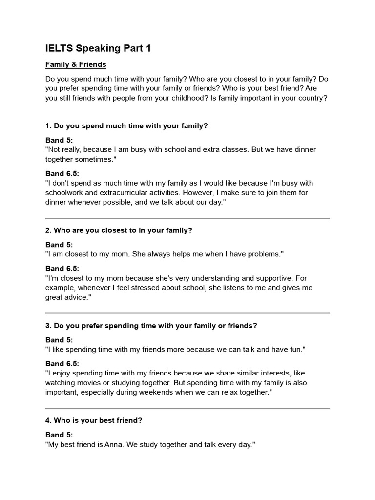IELTS Speaking: Family & Friends Tips | PDF