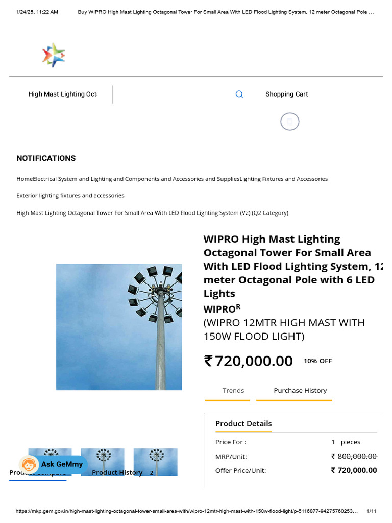 WIPRO LED High Mast Lighting System | PDF | Alternating Current | Light ...