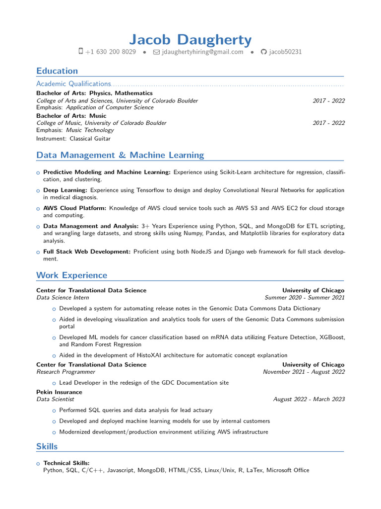 Jacob_Daugherty_Resume | PDF | Machine Learning | Data Science