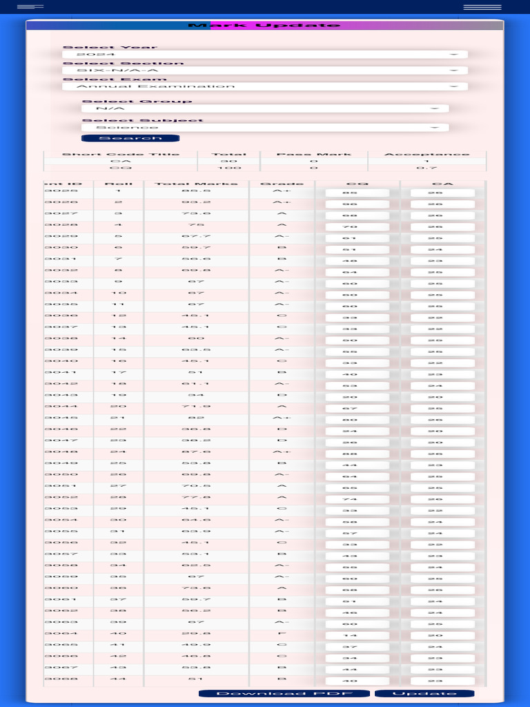 Eduzen Exam Mark Update | PDF