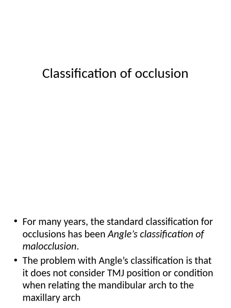 Classification of Occlusion | PDF | Medicine | Clinical Medicine