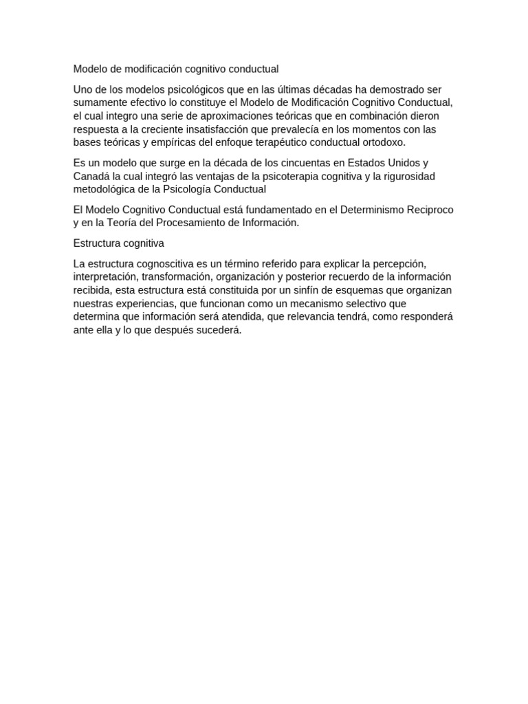 Modelo de Modificación Cognitivo Conductual | PDF