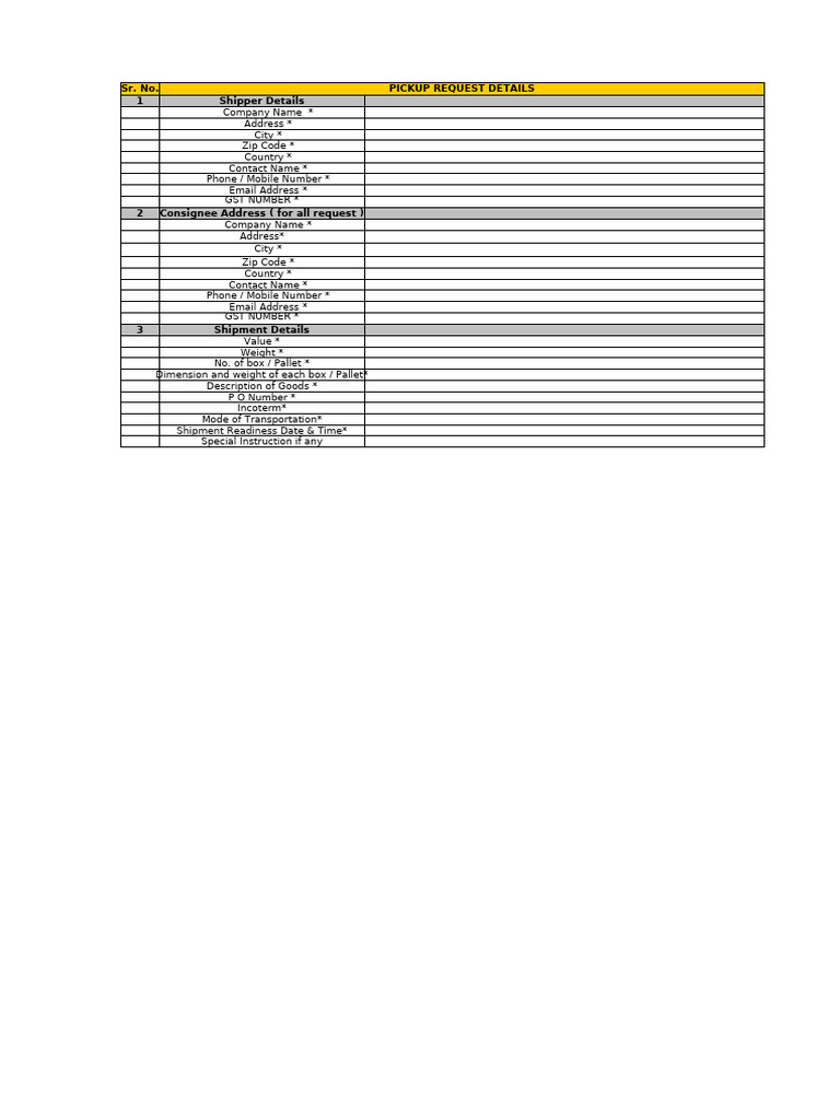 Pickup Request Form Instructions | PDF