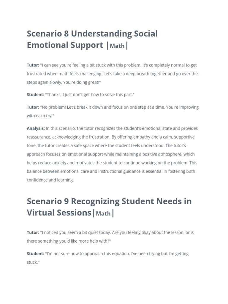 Social Emotional Support in Math Tutoring | PDF | Empathy | Sympathy