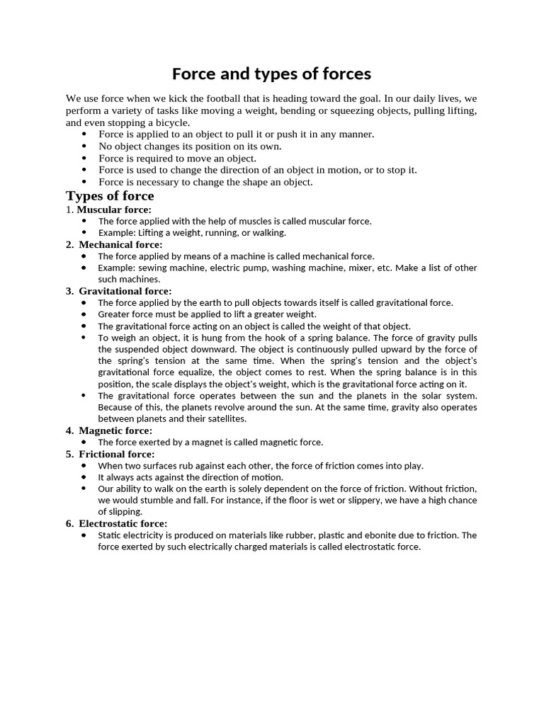 Six Types of Forces Explained | PDF | Force | Weight