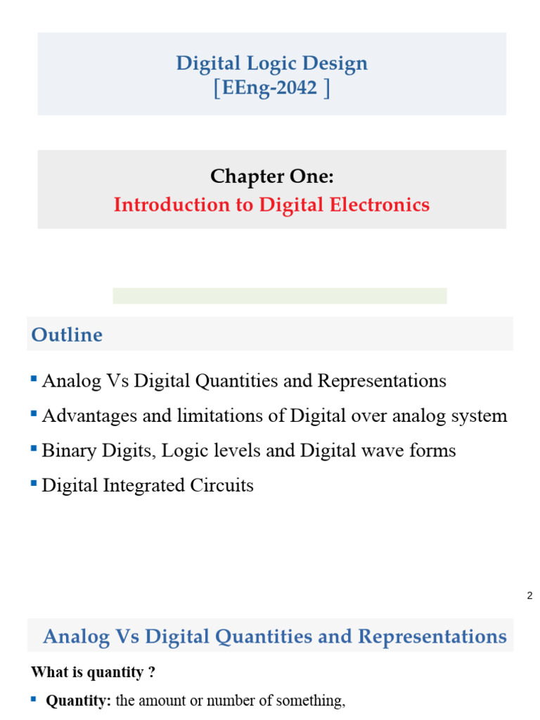Chapter 1 Digital Logic Design | PDF | Digital Electronics | Analogue Electronics