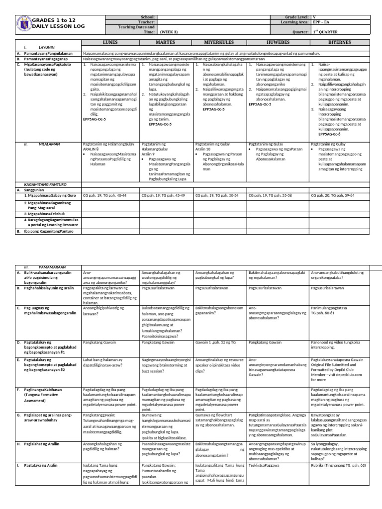 DLL - Epp 5 - Q1 - W3 | PDF