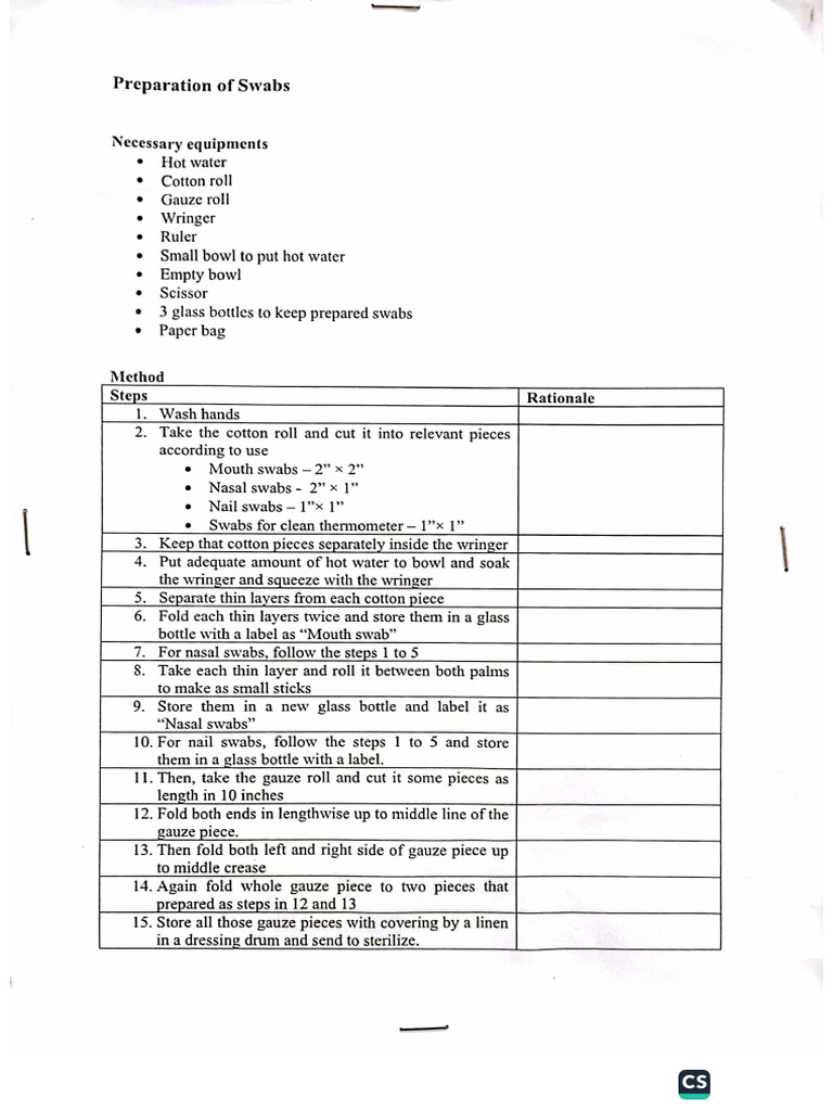 Swab Preparation | PDF