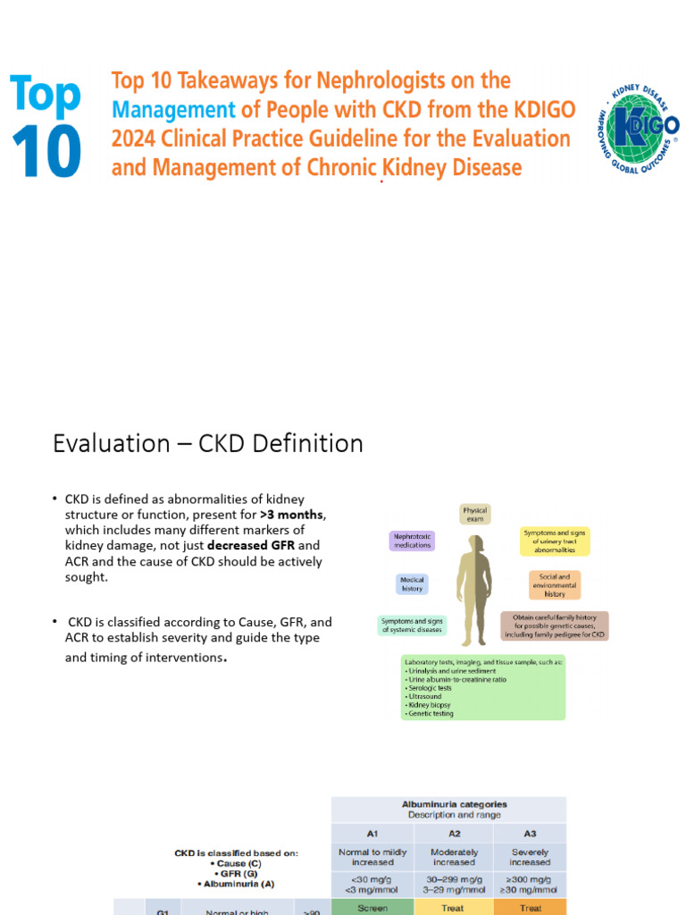 Top 10 Takeaways KDIGO CKD Management | PDF | Chronic Kidney Disease ...
