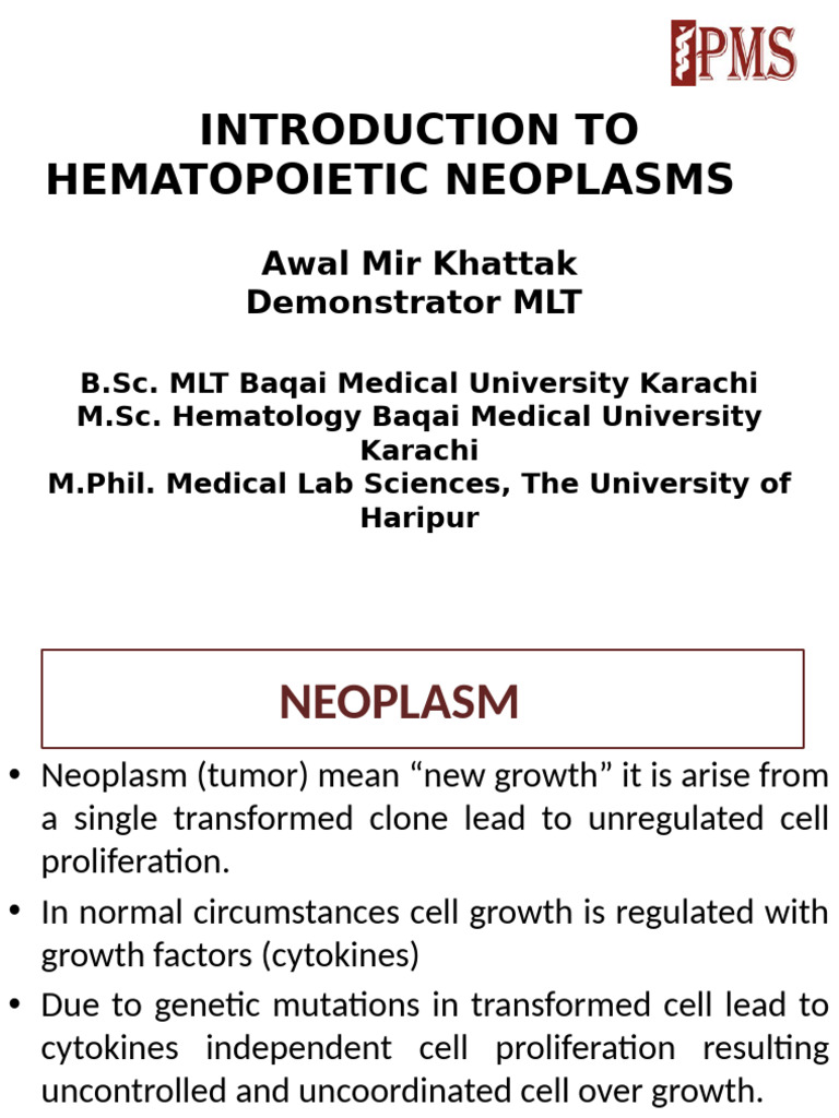Lecture-13 Introduction To Hematopoitic Neoplasm | PDF | Leukemia | Oncogene